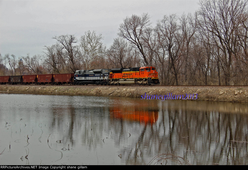 BNSF 9218 Leads Ns 1070 on a empty coal.